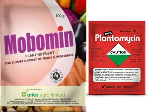 Aries Mobomin Micronutrient Fertilizer100 gm with Plantomycin 50 gm fo ...