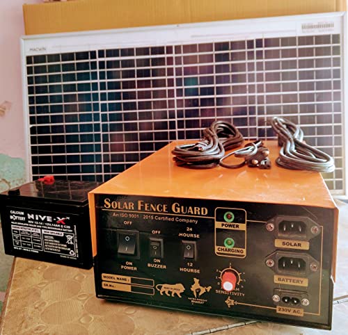 50 Bigha10kv AC DC Solar Fencing jhatka Machine Set(Machine,12 ah Batt ...