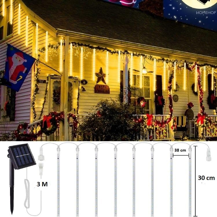 10 Tube 360 LED Solar Solar Powered Meteor Shower Lights - 10 Tube LED ...